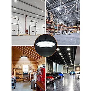 LED High Bay Light, 200W UFO LED High Bay Lights, 24000LM 5000K LED Shop Lights with US Plug 5' Cable Bay Lights, IP65 Warehouse Light, Area Light Bay Lighting for Shop Garage Barn Warehouse Workshop