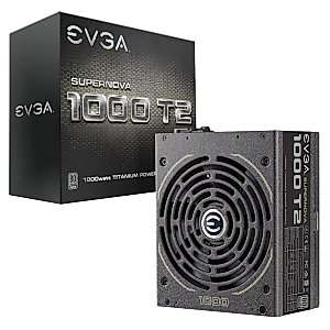 EVGA SuperNOVA 1000 T2, 80+ TITANIUM 1000W, Fully Modular, EVGA ECO Mode, 10 Year Warranty , Includes FREE Power On Self Tester, Power Supply 220-T2-1000-X1