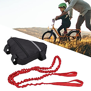 HERCHR Kids Bike Tow Rope, Bicycle Bungee Attachment Rope Pull Strap Traction Leash Trailer with Storage Bag for Family Outdoor Riding(Red)