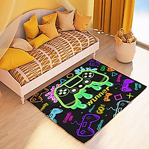 Game Controller Gaming Area Rug for Gamer, Boy & Teen. Cool Carpet for Bedroom,Soft & Non Slip Skid, Printed Large Indoor & Outdooe Floor Mat 60" x 39"