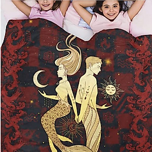 ZEWASIIL Constellation Pisces Throw Blanket 60"X50" Flannel Zodiac Sign for Couch Bed Sofa Travelling Camping for ​Kids Adults