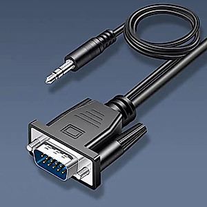 VINGVO VGA to HD Multimedia Interface Converter, 3.5mm Sound Cable USB Power Supply VGA Adapter 1080p for Laptop for TV