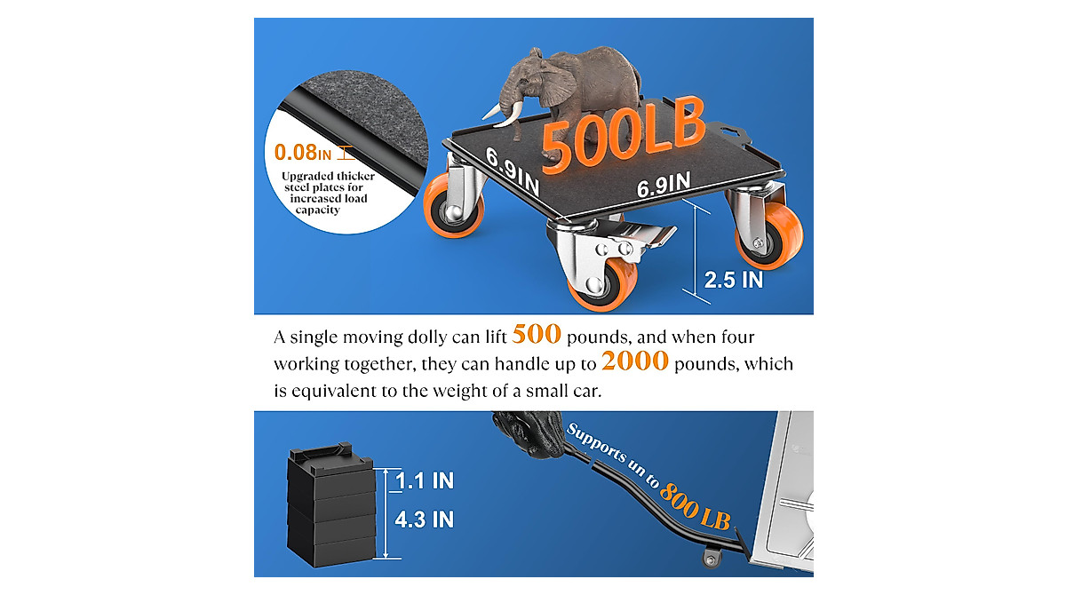 2000 lb Capacity Furniture Movers - Effortless Moving Tools