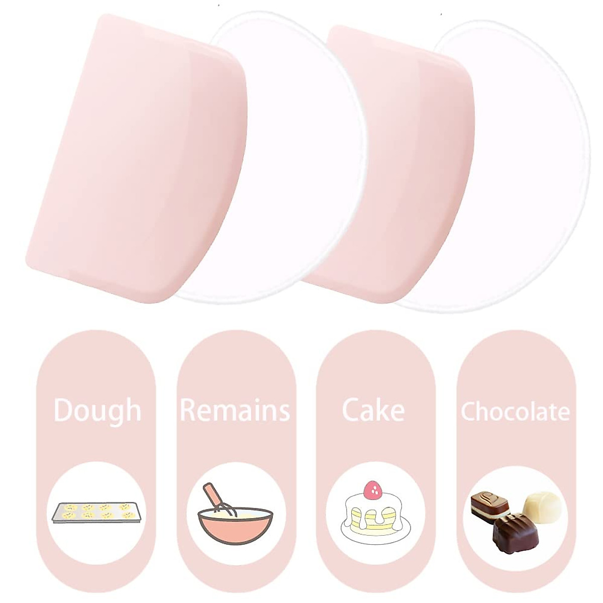 BOMJJOR Dough Bowl Scraper Silicon Dough Scrapers Home Kitchen Food Grade PE Backing Dough Blenders Hard Cutter for Cooking Bread Cake Mixing Dough Scrapers 4 Pack
