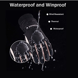 Ottsas Womens Winter Gloves Ski Gloves for Women Snow Gloves Touchscreen Waterproof Gloves Women Windproof (Black and Pink, One Size)