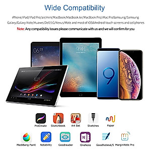 KECOW Active Stylus Compatible with iOS&Android Touch Screen, Digital Pen for iPad, Cellphone&Tablet, Stylus Pen for iPad, iPad Pro/Air/Mini, iPhone, Capacitive Pencil for Handwriting&Drawing, Black