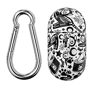 Hard Case Compatible with AirPods Pro 2 | AirPods Pro | AirPods 3 gen 2 1 Skeleton Design Spooky Cover Portable Cute Black Plastic with Keychain Halloween Protective Shockproof Bats Earpods Cat Hook