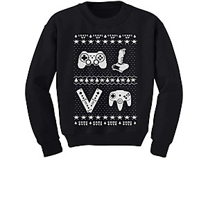 Tstars Gamer Retro Ugly Christmas Sweater Xmas Party Youth Kids Sweatshirt Large Black