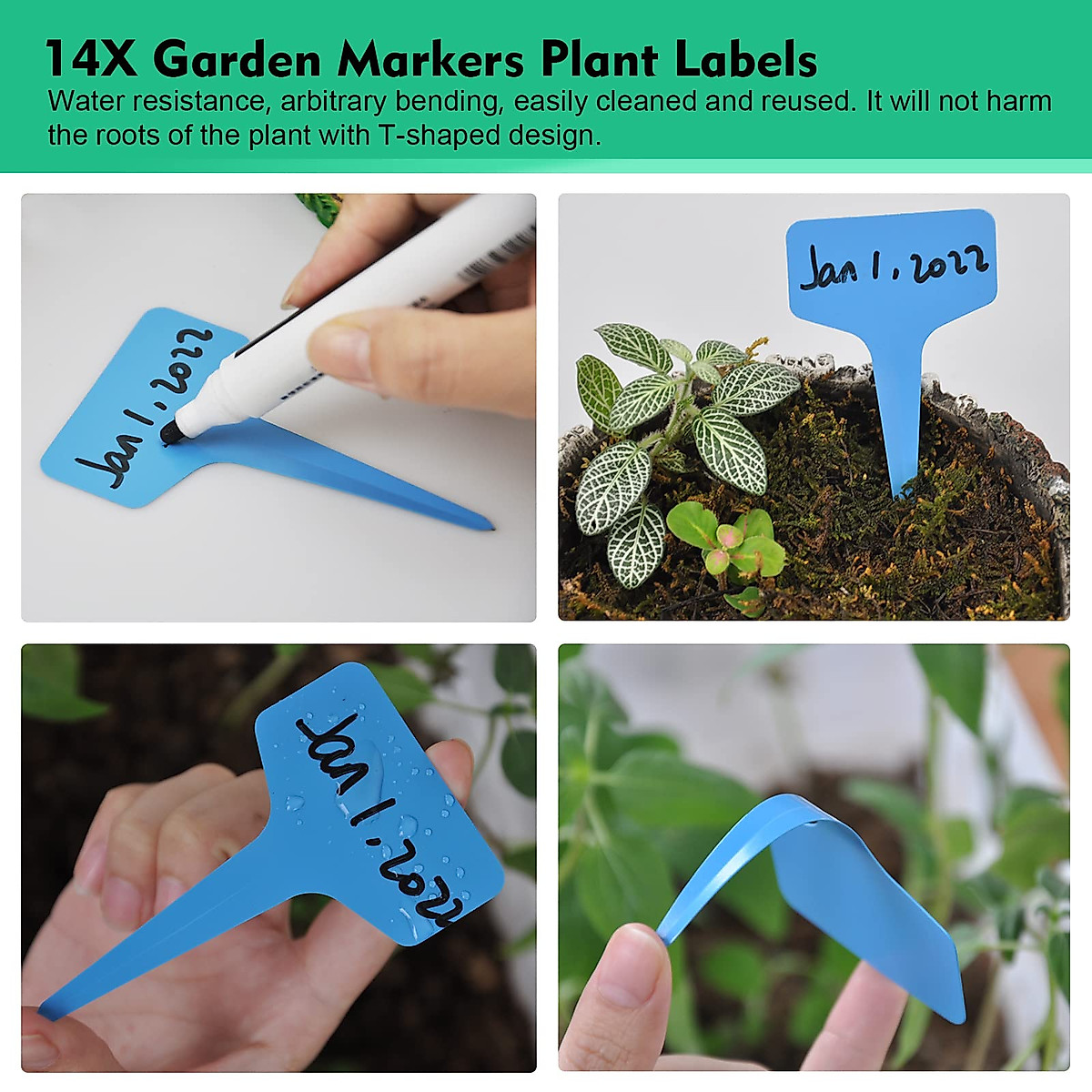 Auger Drill Bit for Planting 1.6"x9" 3"x12" Garden Spiral Set Auger Post Hole Digger for Bedding Plant Bulbs Planter Flowers Umbrella Ice Hole for 3/8” Hex Drive Drill, Garden Gloves 14x Plant Labels