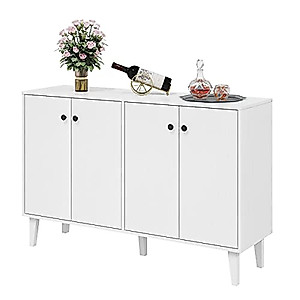 Panana Sideboard Buffet Cabinet Kitchen Storage Cabinet Living Room 4 Doors Console Table (White)