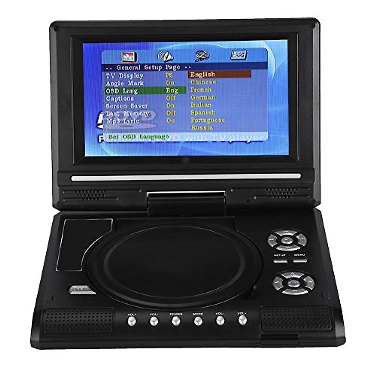 Hakeeta 7.8-inch Portable DVD Player,Swivel Screen Rechargeable TV Car Charger Gamepad,Fully Compatible & high-Definition LCD Display & Built-in Large Capacity Battery(US)