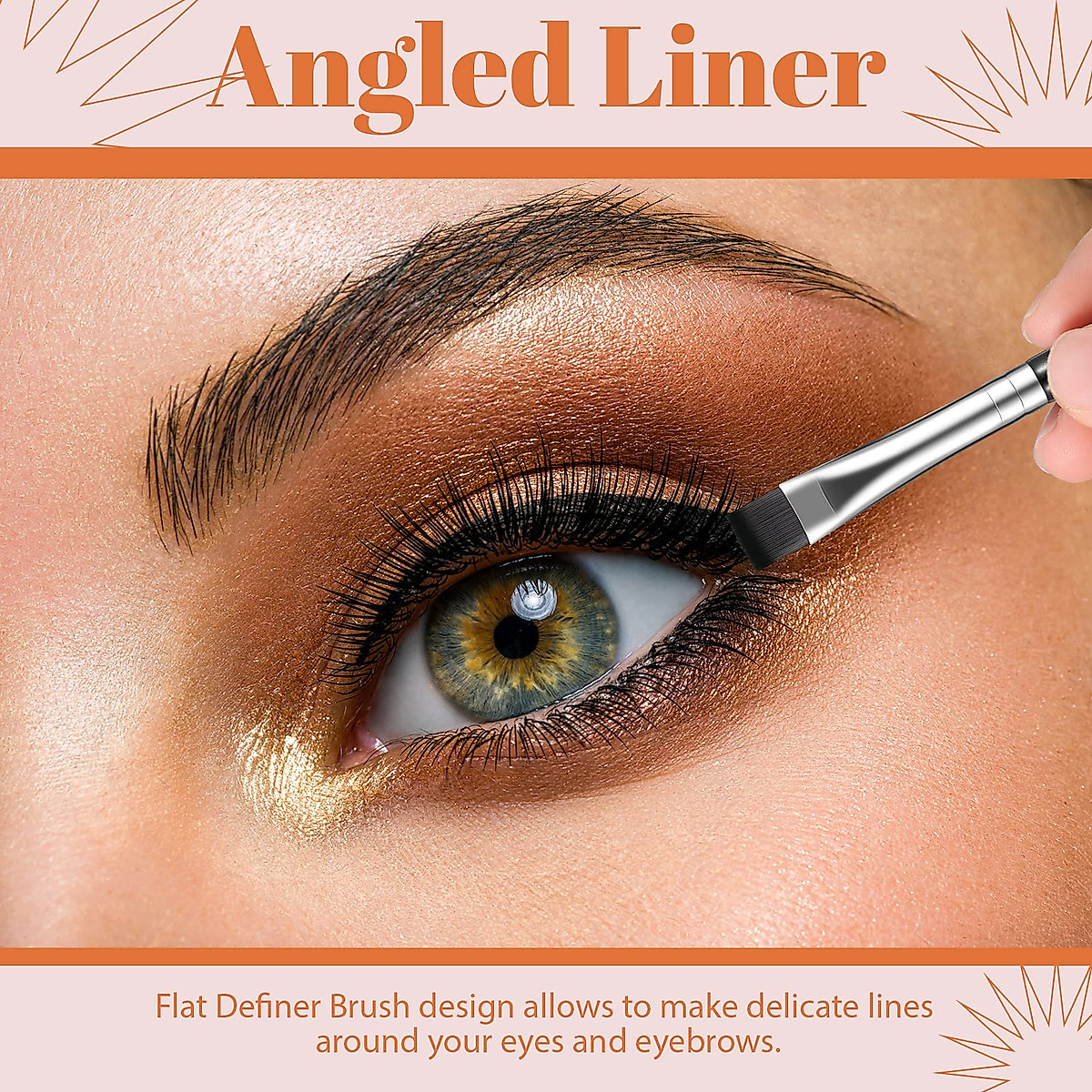 Nuogo 12 Pieces Flat Eyeliner Eyebrow Concealer Brush Flat Definer Eyebrow Brush Firm Stiff Thin Synthetic Bristle Concealer Brush Eyeliner Brush Applicator with Gel Powder Cream Cake Makeup for