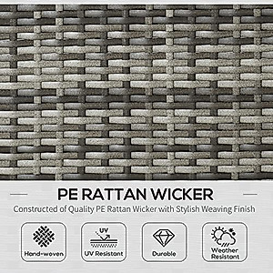 Outsunny 7-Piece Patio Furniture Sets Outdoor Wicker Conversation Sets All Weather PE Rattan Sectional Sofa Set with Cushions & Tempered Glass Desktop, Grey