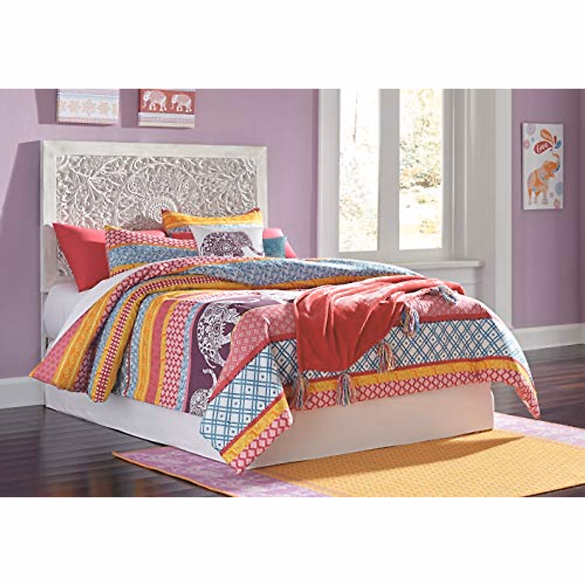 Signature Design by Ashley Paxberry Boho Chic Panel Adjustable Headboard ONLY, Full, Whitewash