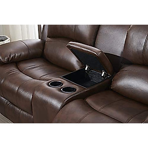 Betsy Furniture 2PC Bonded Leather Recliner Set Living Room Set, Sofa, Loveseat 8018 (Brown, Living Room Set 3+2)