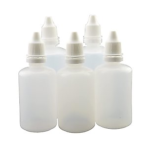 CCHW 100ml 50ml Plastic Squeezable Dropper Bottles, 5pcs (3x50ml+2x100ml) Empty Refillable Plastic Dropper Bottle Dropping Bottles (Drops of Plug can Removable) Bottle Eye Liquid Dropper, white