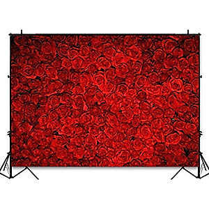 Avezano Red Rose Floral Wedding Photography Backdrop Valentine's Day Party Photo Backdrops Vinyl Cloth 14 February Background Photo Booth Props Pictures (7x5ft)