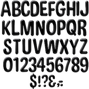 Eureka 845306 Alphabet and Numbers Bulletin Board and Classroom Decorations for Teachers, 4'' H, Black, 180pcs