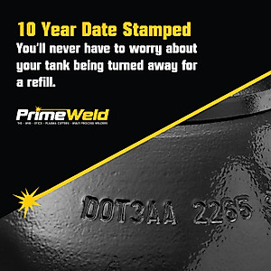 PrimeWeld 75% Argon 25% CO2 Bottle 80CF | DOT 3AA | USA CGA 580 Valve | Best Gas Blend for MIG Welding | Cylinders Full & Ready to Use