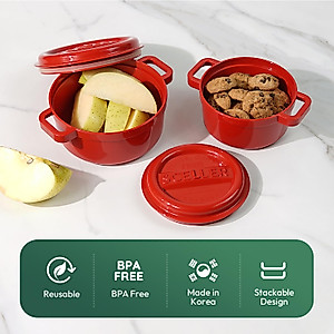 carrotez Snack Containers with lids Condiment Containers Easy to Clean Leak Proof BPA Free 2 Pack - Red