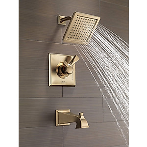 Delta Faucet Dryden 17 Series Dual-Function Tub and Shower Trim Kit with Single-Spray Touch-Clean Shower Head, Champagne Bronze, 2.0 GPM Water Flow, T17451-CZ-WE (Valve Not Included)