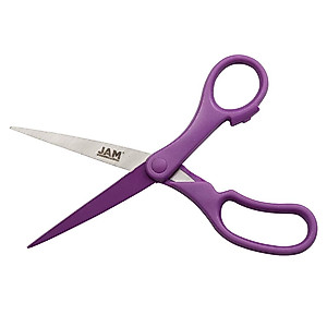 JAM PAPER Multi-Purpose Precision Scissors - 8 Inch - Purple - Ergonomic Handle & Stainless Steel Blades - Sold Individually