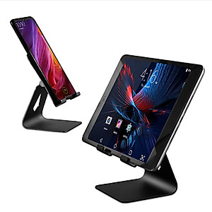 Desktop Phone Stand, Aluminum Alloy Single Folding Desktop Stand Mobile Phone/Tablet Universal Lazy Stand/Live Stand, Compatible with All Smartphones, Tablets Black