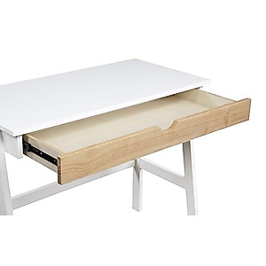 Daesar Writing Computer Desk with One Drawer in White/Natural