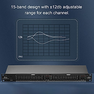 Btuty Audio Equalizer EQ-215 Dual Channel 15-Band Equalizer 1U Rack Mount 2-channel Stereo Graphic Equalizer Stereo Equalizer Graphic Equalizer