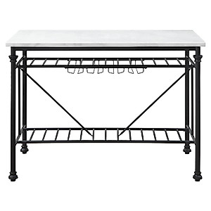 Acme Furniture Mera Kitchen Island, White Cultured Stone & Gray Finish