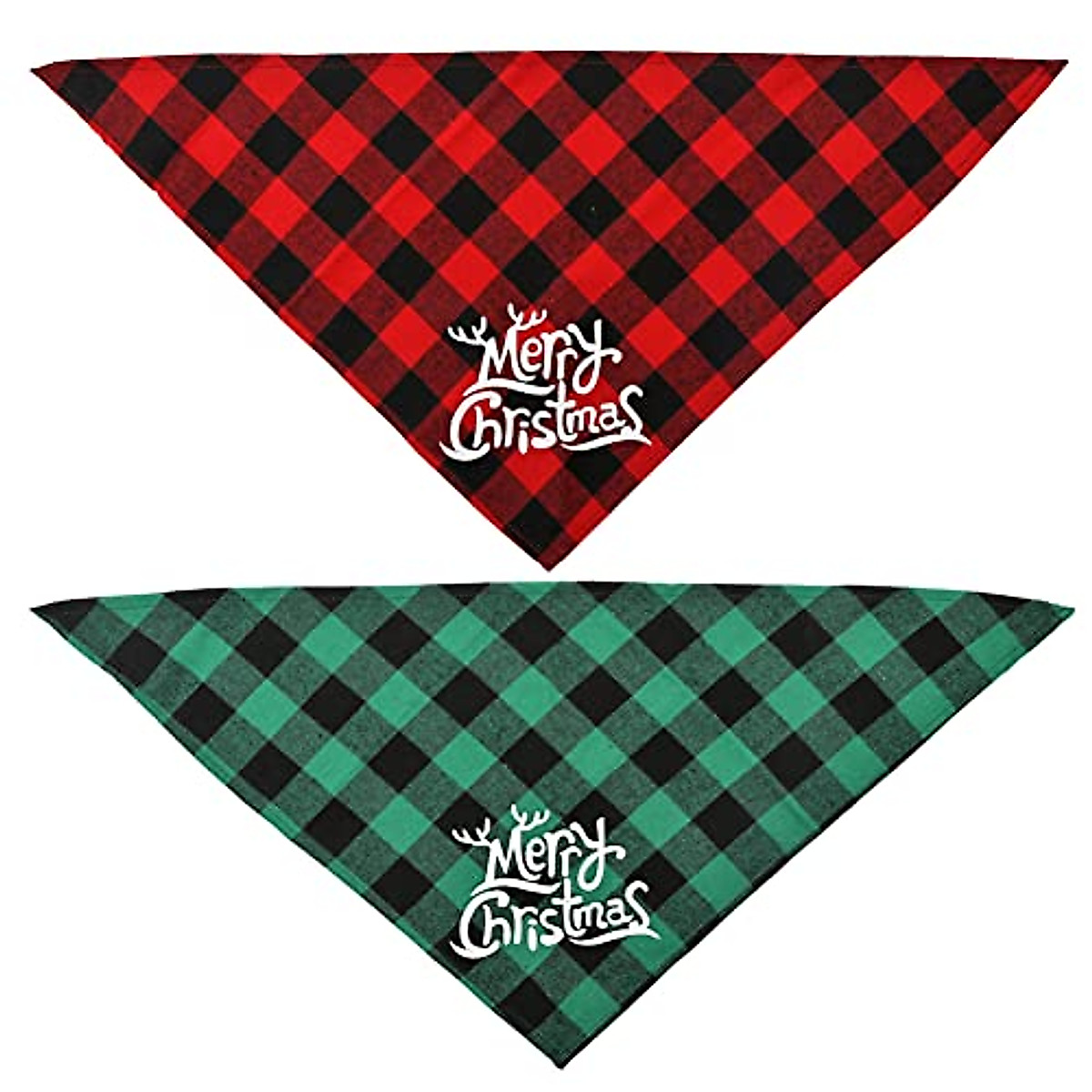 Christmas Dog Plaid Bandana Triangle Bib Set Scarf Accessories for Pet Dogs Cats