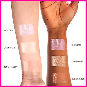 Ruby Kisses Radiant Drops, Shimmer Liquid Highlighter Makeup, Smooth Illuminator for Face Body, Natural Glow Dewiness Glitter for Skin (BLUSH GOLD)