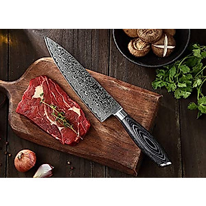 XINZUO Damascus 2Pcs Kitchen Knife Set, Hand Forged 67 Layers Damascus steel Chef Knife Utility Knife, Special cooking knife for restaurant kitchen, Ergonomic Pakkawood Handle - YA Series