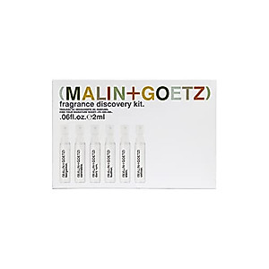 Malin + Goetz Fragrance Discovery Kit, 2 ml Each - Bergamot, Cannabis, Dark Rum, Leather, Strawberry & Vetiver Eau De Parfum - Travel Size Perfume Set, Fragrance Oil Gift Set, Vegan & Cruelty-Free