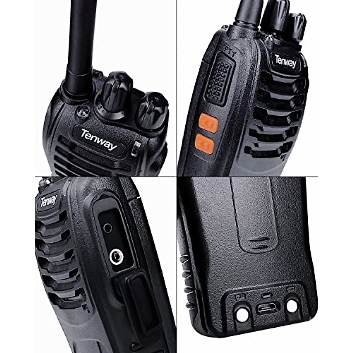 6Pack TW-888S Two Way Radio for Adult Long Range Rechargeable Handheld Walkie Talkie with Air Earpiece and Programming Cable and 6 Way Multi Unit Charger