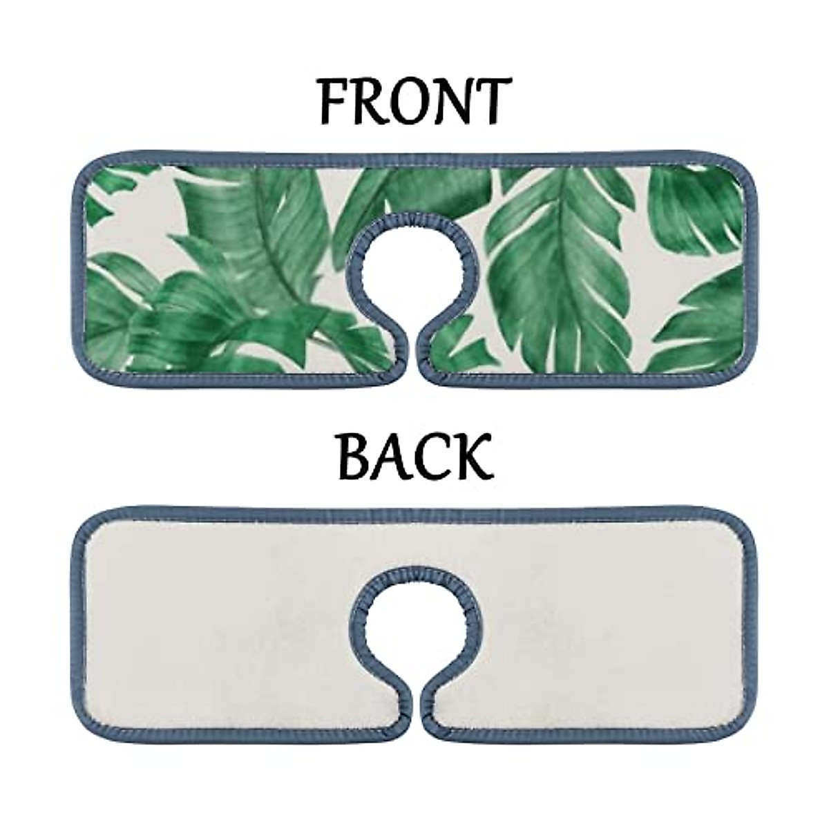 Kitchen Faucet Absorbent Mat 2 Pieces Watercolor Banana Leaves Faucet Sink Splash Guard Bathroom Counter and RV,Faucet Counter Sink Water Stains Preventer