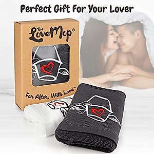 Love Mop Premium Cotton Sex Towel - Sexy Naughty Gift Bachelorette Wedding Bridal Shower Party Couples Second 2nd Anniversary Man Her Him Wife Husband Adult Boyfriend Girlfriend Valentines Day Grey