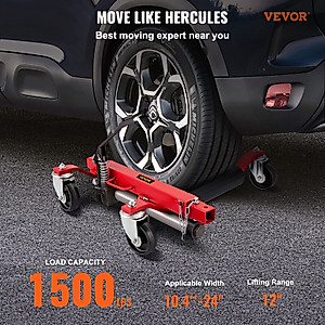VEVOR Wheel Dolly, 1500 Lbs Capacity Car Dolly, 12'' Car Jack Dolly, Wheel Jacks for Cars, Vehicle Positioning Hydraulic Tire Jack, Heavy Duty Ball Bearings Skate for Vehicle Car Auto Repair Moving