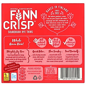 Finn Crisp Sourdough Rye Thins, Original Crispbread, 7 Ounce Boxes (Pack of 9)