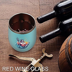 Watercolor Posei-Don Funny Wine Tumbler 12 Oz Stainless Steel Insulated Mug Double Wall Water Cup with Lid