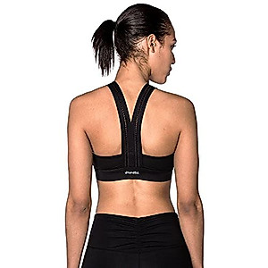 Handful Women's Y-Back Maximum Support Racerback Sports Bra with Removable Pads, Wire Free Yoga Bra, Battle Cry Pink, Medium