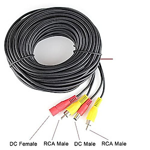 Backup Camera 50ft DC 12V Power Audio Video AV Extension Cable for Cars/ Tuck / Bus / Trailer Reverse Parking System