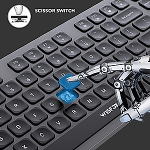 Wireless Keyboard and Mouse Silent Compact Full-Size Keyboard with Responsive Keys Slim Design Noiseless 2.4G Keyboard Mouse Set Battery Powered, Cordless Combo for Mac, Computer, PC, Chromebook Grey