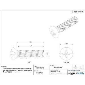 Small Parts 18-8 Stainless Steel Machine Screw, Plain Finish, Oval Head, Phillips Drive, Meets ASME B18.6.3, 2-1/2" Length, Partially Threaded, 1/4"-20 UNC Threads (Pack of 10)
