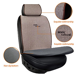 Sojoy Car Seat Covers Full Set Universal Fit Four Seasons Car Seat Towel Protector Easy to Use with Non-slip Bottom (Brown and Tan)