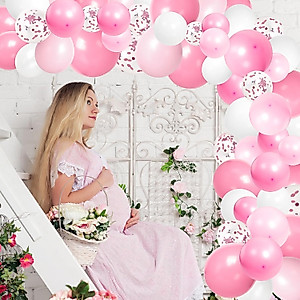 90pcs Pink Balloons Set 12 inch Latex Hot Pink Light Pink White Confetti Latex Balloons for Valentine's Day Decorations Birthday Party Bridal Wedding