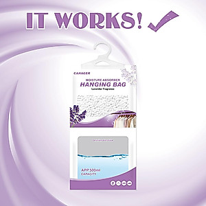 CANAGER Hanging Moisture Absorber, Lavender Vanilla Moistureproof Hanging Bag, Dehumidifier Bag (8 packs) Hanging Closet Dehumidifier Bags, Moisture Absorb 12.5 oz.