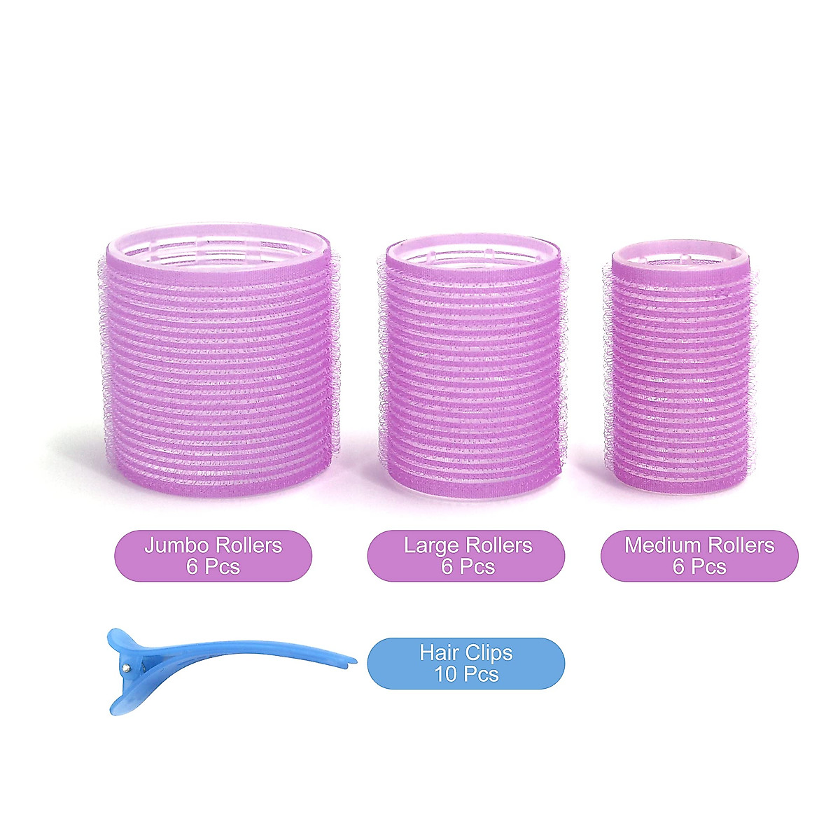 Jumbo Hair Rollers by Larvishe - Self Grip Hair Curlers Set for Long Hairs Including Jumbo, Large and Medium Hair Rollers - Ideal for Salon Dressing, 28 Piece Set