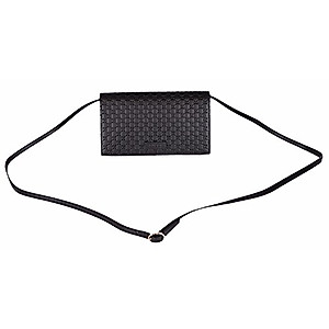 Gucci Women's Leather Micro GG Guccissima Mini Crossbody Wallet Bag Purse (Black)