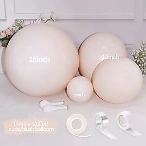 Double Layer Beige Balloons Different Sizes 18In 12In 5In Ivory White Blush Balloon Garland Pastel Cream Latex Balloon Arch Kit for Boho Baby Shower Birthday Wedding Bridal Shower Gender Reveal Party